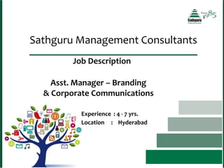 Job Description - Asst. Manager – Branding & Corporate Communications | PPT