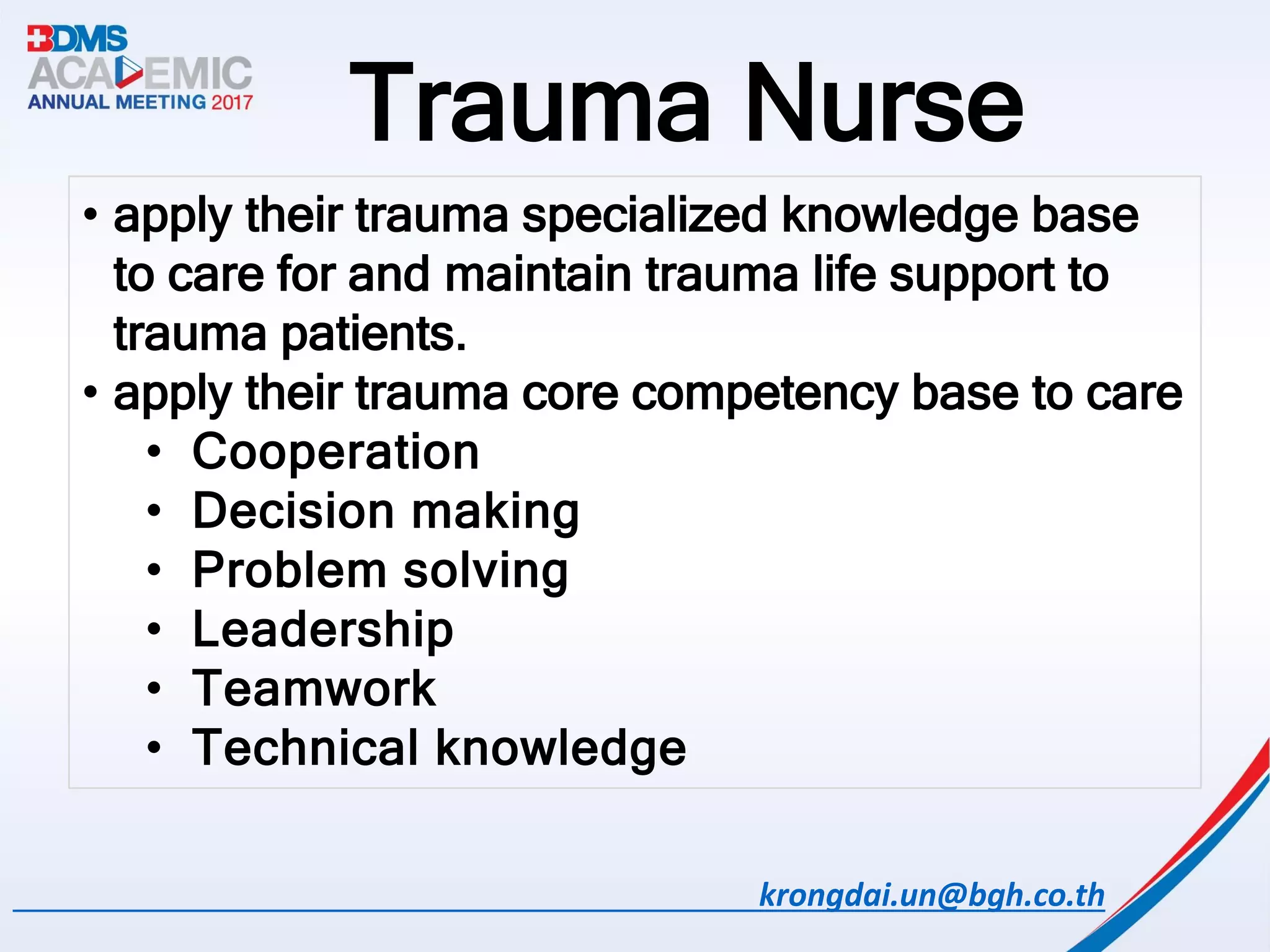 Trauma Care System and Role of Nurses in Trauma Fast Track | PDF