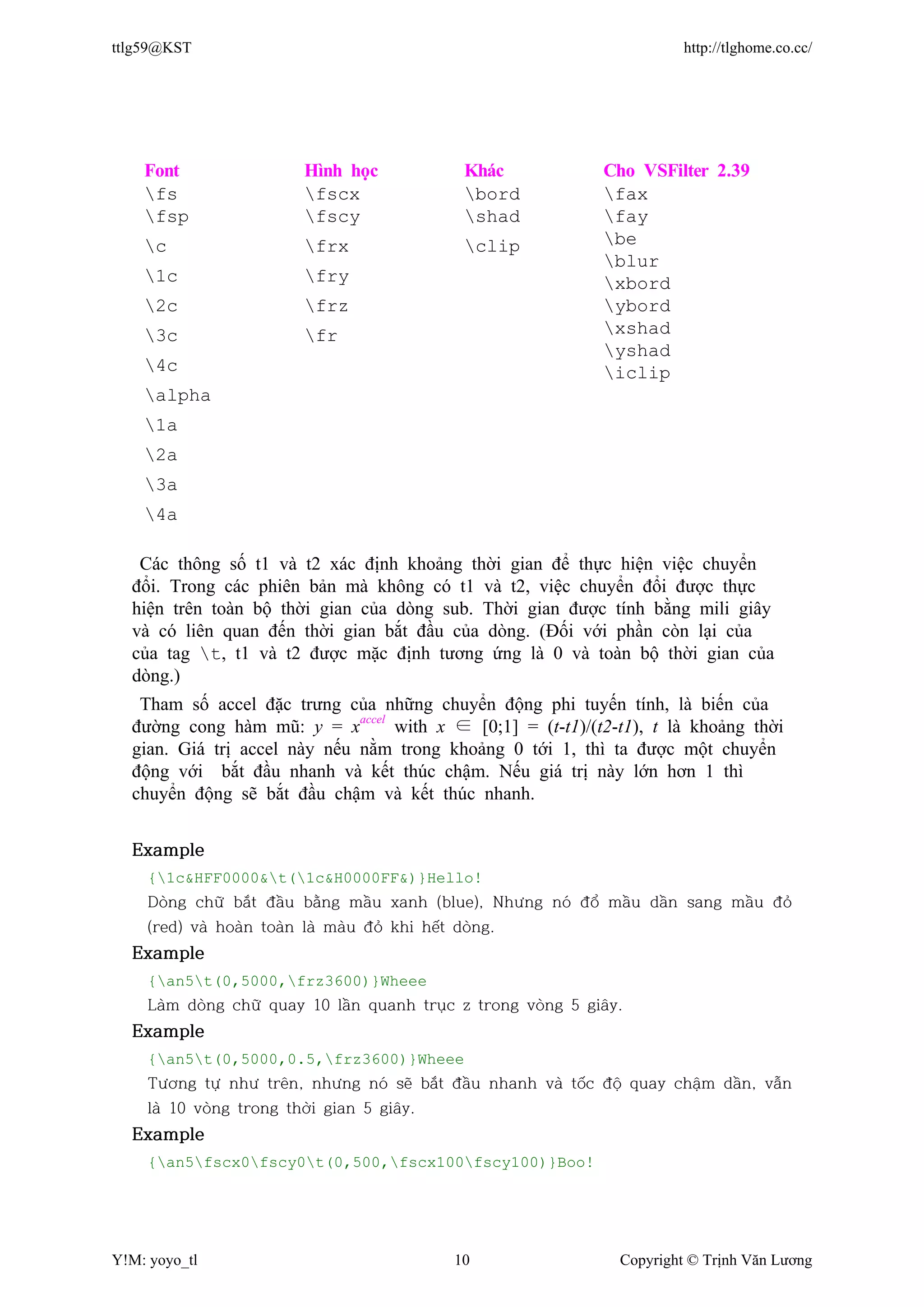 Hướng Dẫn 】Ý Nghĩa Aegisub Tags | PDF