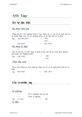 Hướng Dẫn 】Ý Nghĩa Aegisub Tags | PDF