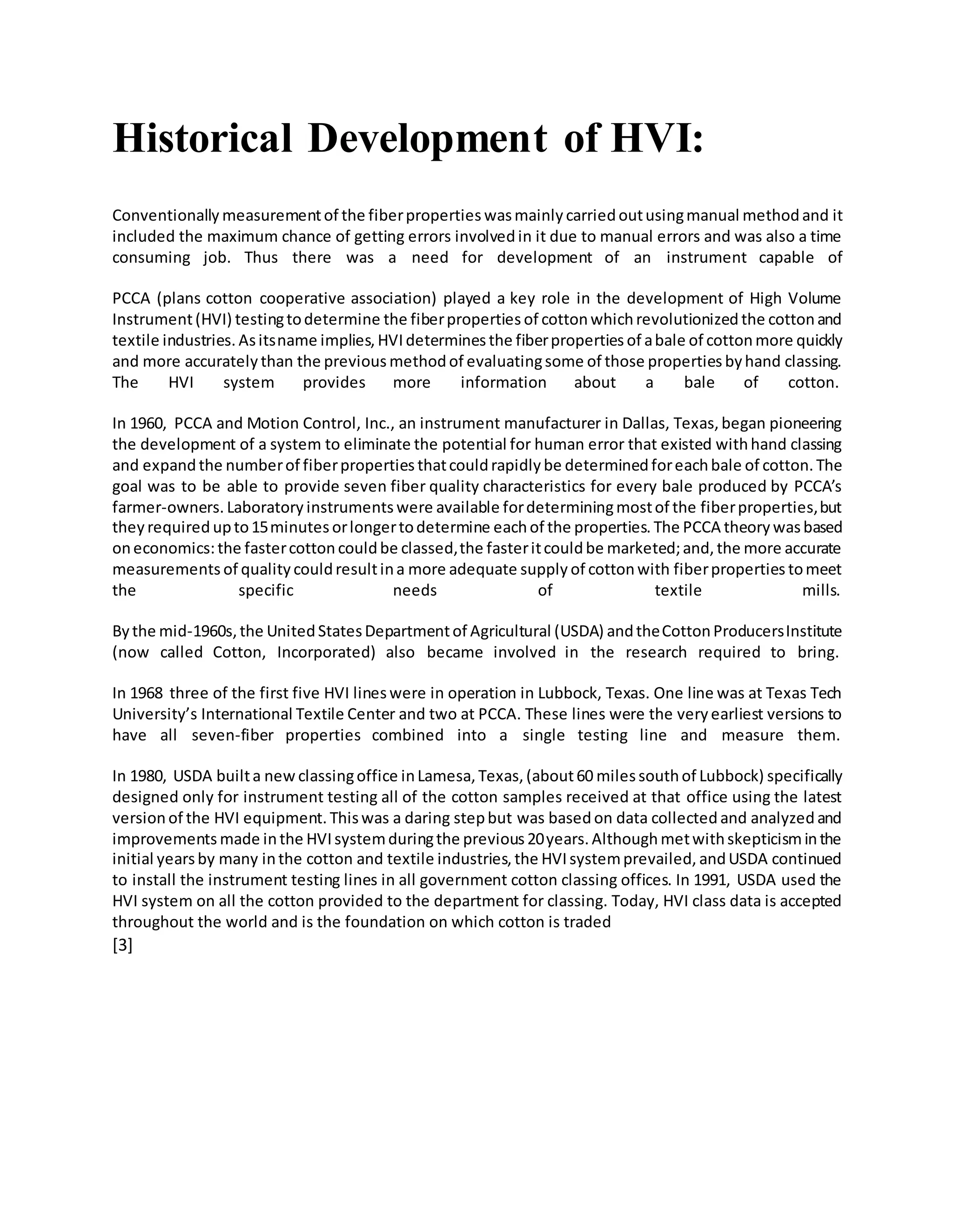 HVI- High Volume Instrument | DOCX