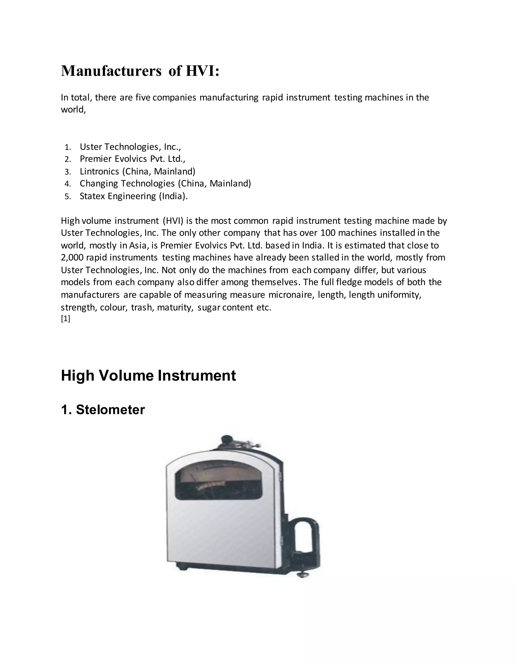 HVI- High Volume Instrument | DOCX