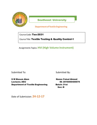 HVI- High Volume Instrument | DOCX