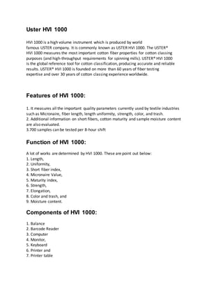 HVI- High Volume Instrument | DOCX