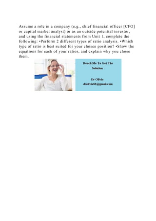 Assume a role in a company (e.g., chief financial officer [CFO] or c | DOCX | Stocks and Bonds ...