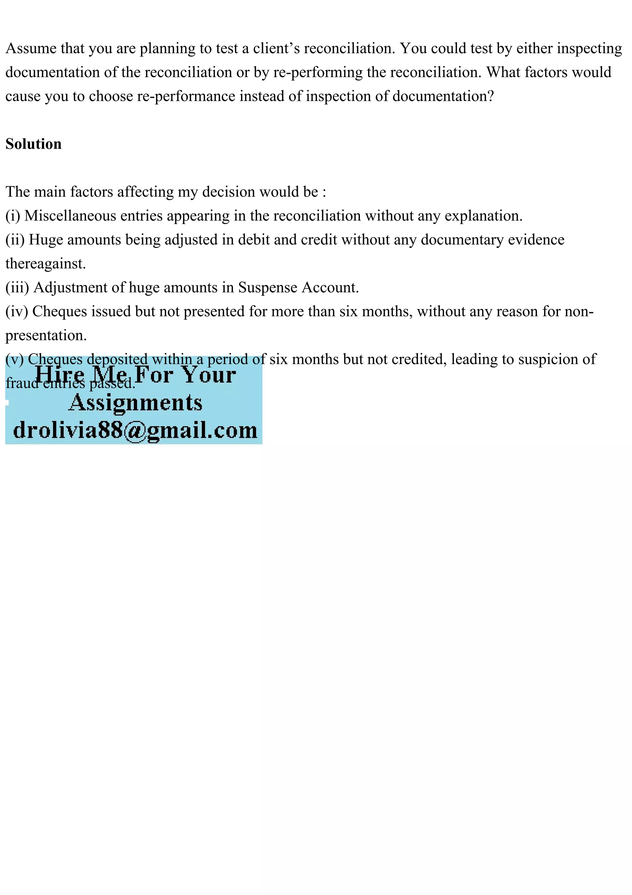 Assume that you are planning to test a client’s reconciliation. You .pdf
