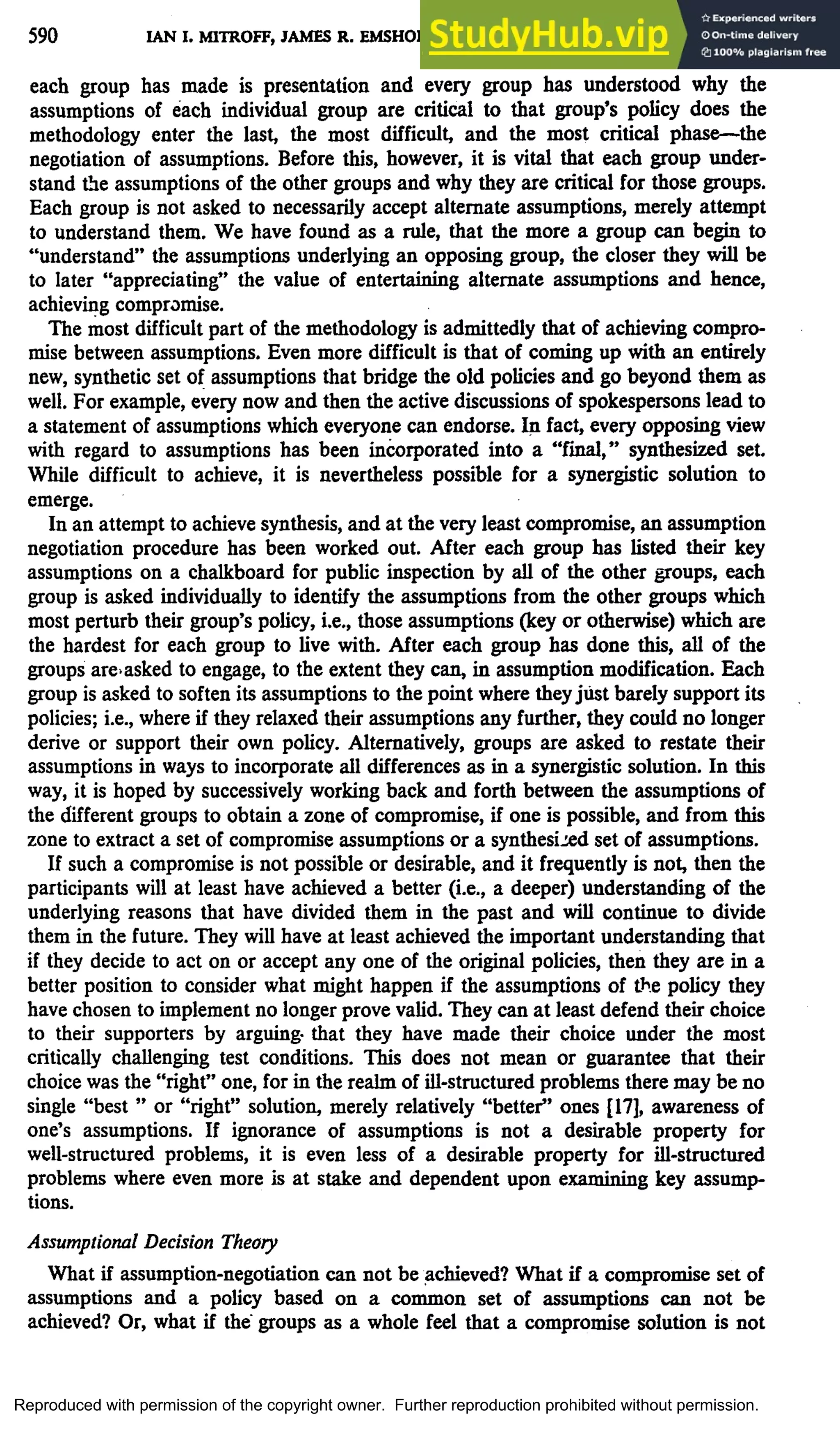 Assumptional Analysis A Methodology For Strategic Problem Solving | PDF