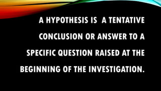 RESEARCH: variables, assumptions, and hypothese | PPTX