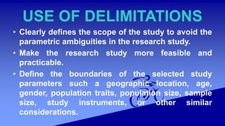Assumptions and delimitations (Nursing research) | PPTX