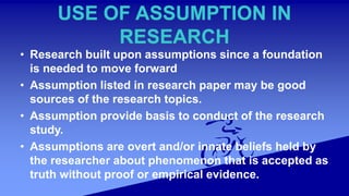 Assumptions and delimitations (Nursing research) | PPTX