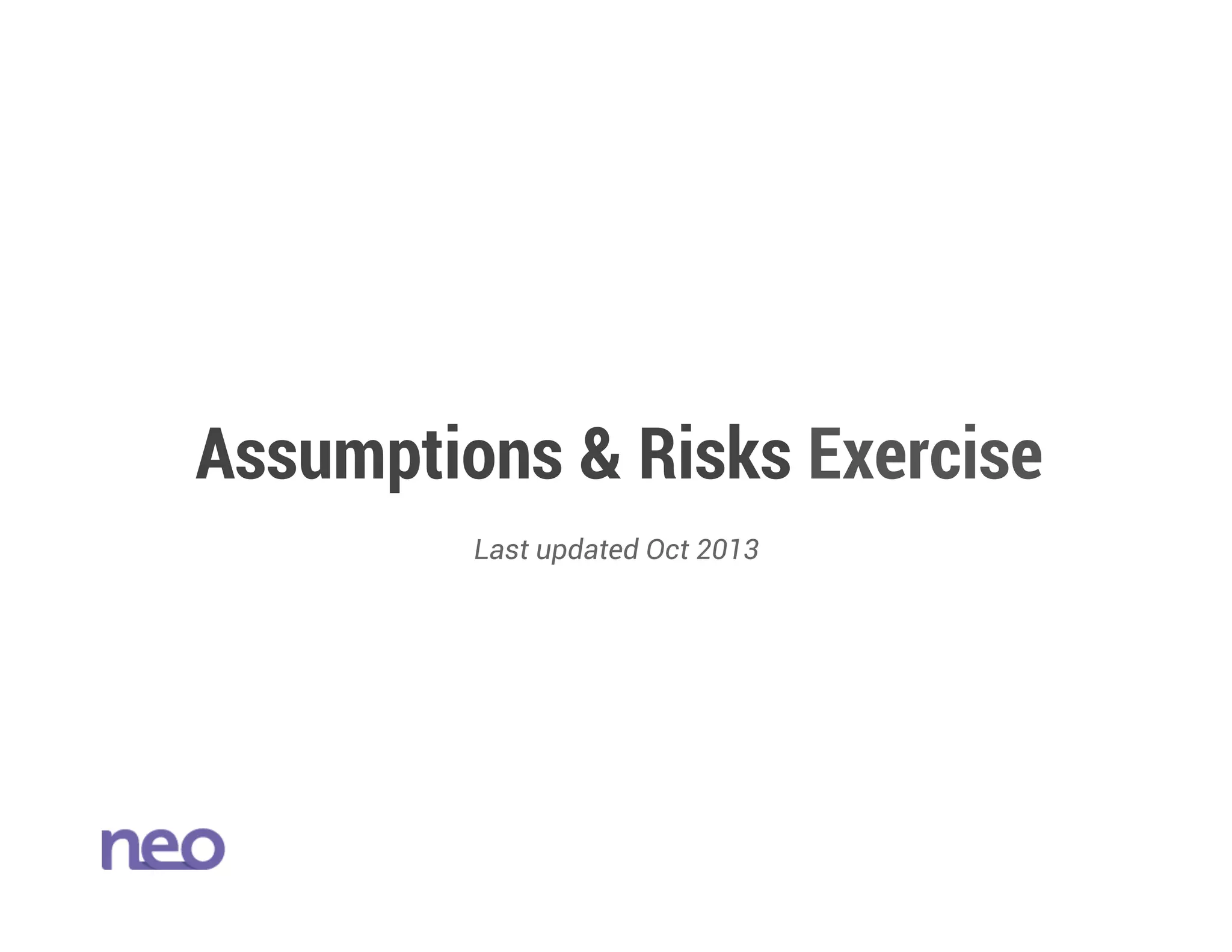 Assumptions exercise template Oct-13 | PPT