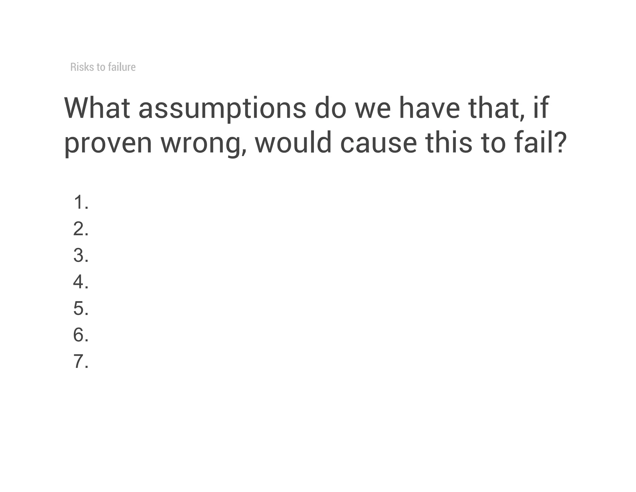 Assumptions exercise template Oct-13 | PPT
