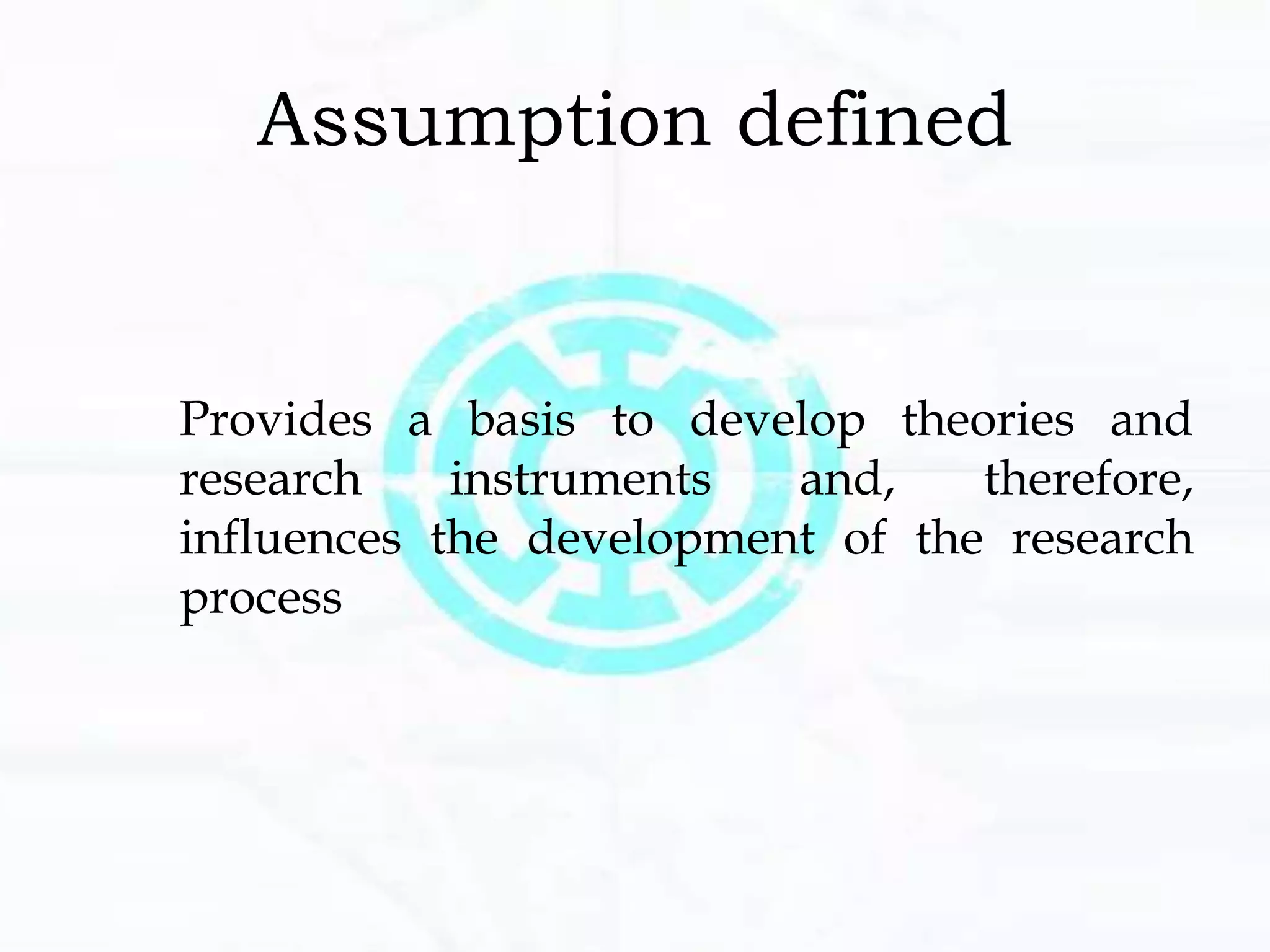 Methodology of Research - Assumptions and the Research Hypothesis | PPTX