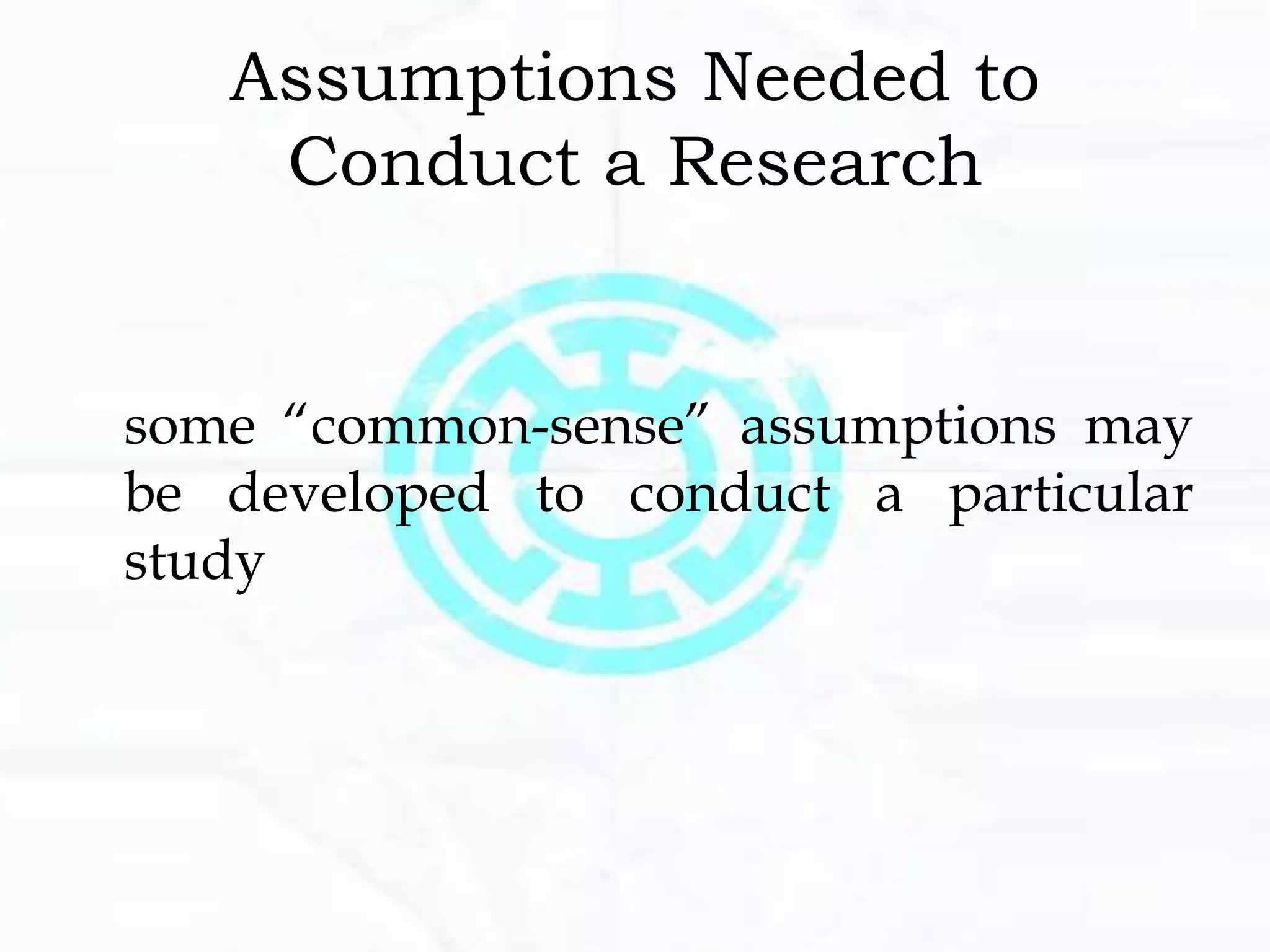Methodology of Research - Assumptions and the Research Hypothesis | PPTX