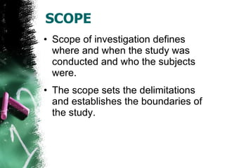 Assumptions;Scope And Limitations | PPT