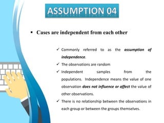 Assumptions underlying the one way anova | PPT