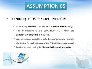 Assumptions underlying the one way anova | PPTX