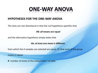 Assumptions underlying the one way anova | PPTX