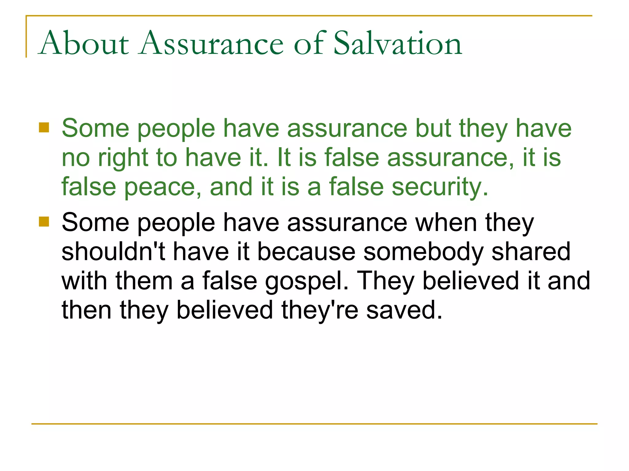 Assurance Of Salvation | PPT