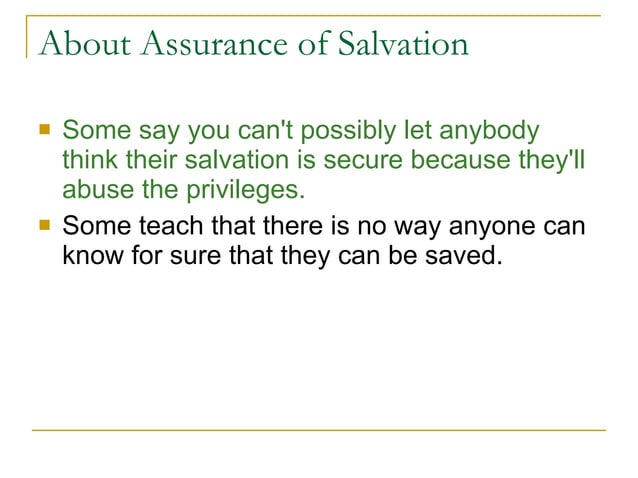 Assurance Of Salvation | PPT