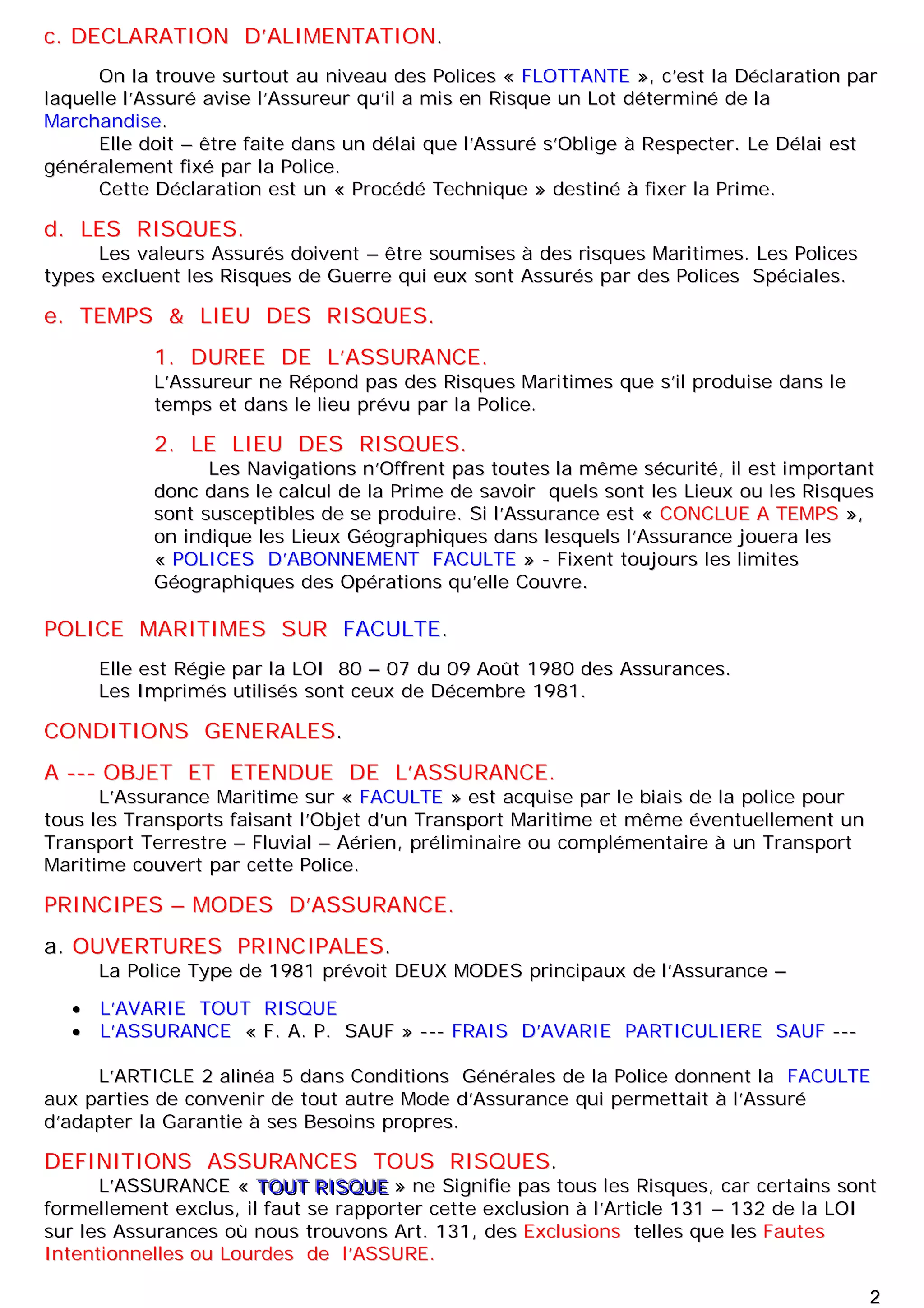 Assurances maritimes | PDF