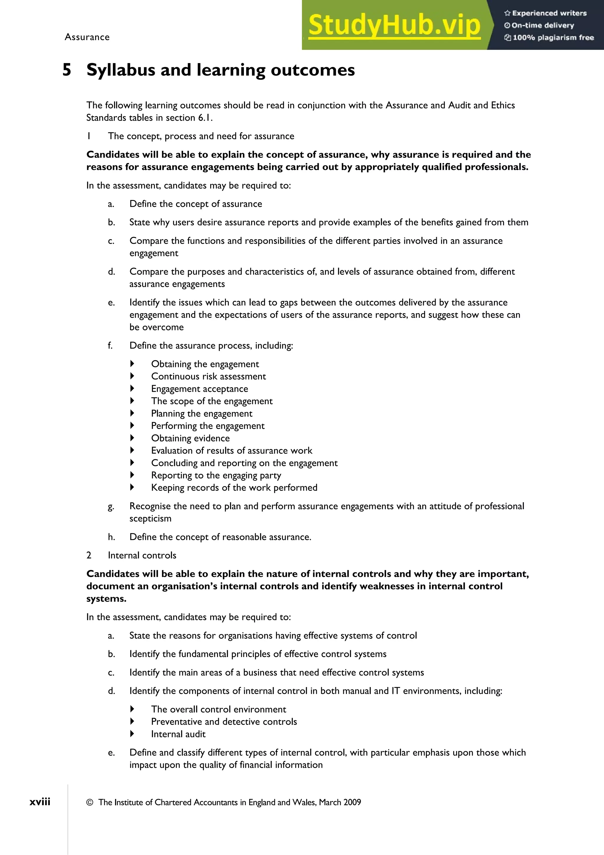 ASSURANCE Study Manual CA Certificate Level - ICAB | PDF