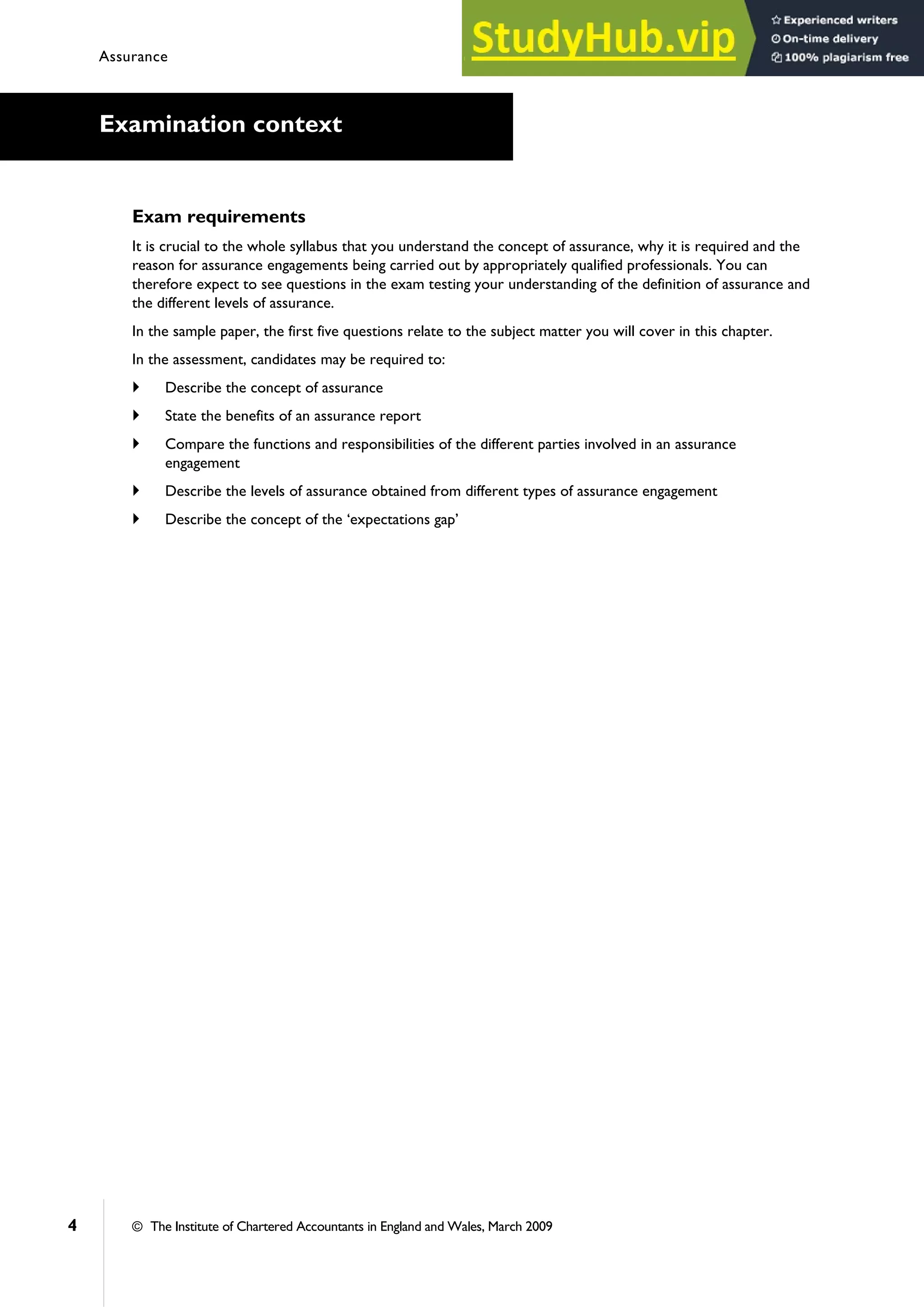 ASSURANCE Study Manual CA Certificate Level - ICAB | PDF