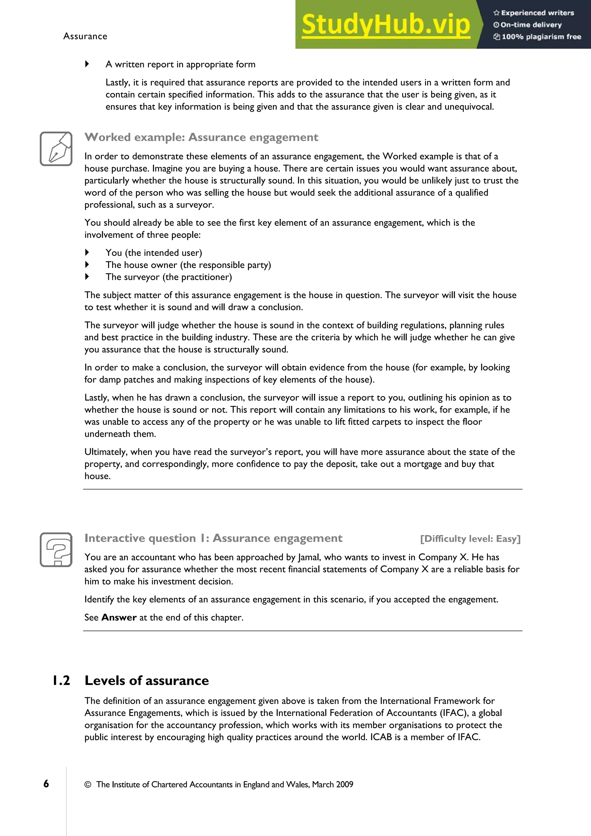 ASSURANCE Study Manual CA Certificate Level - ICAB | PDF