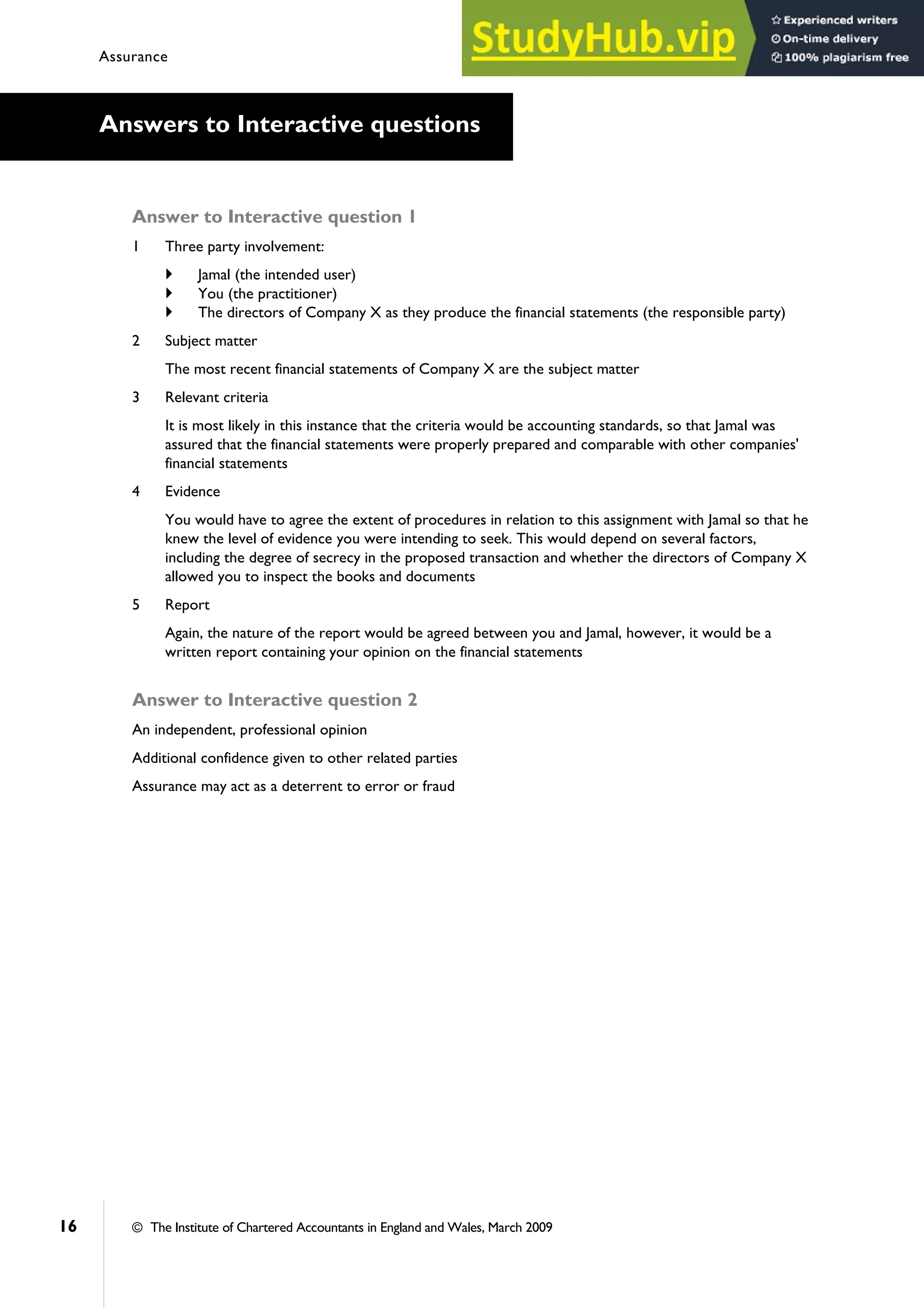 ASSURANCE Study Manual CA Certificate Level - ICAB | PDF