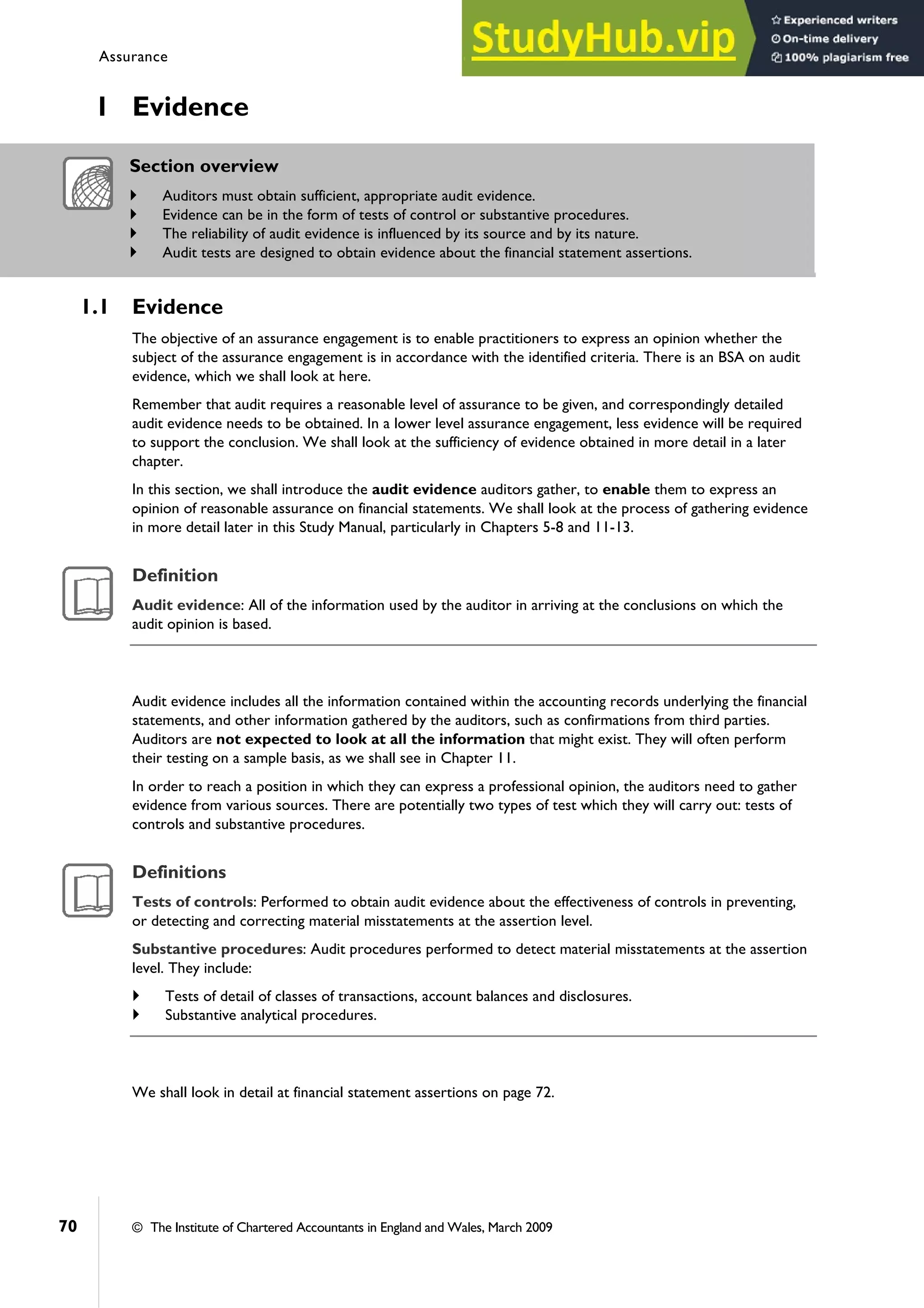 ASSURANCE Study Manual CA Certificate Level - ICAB | PDF