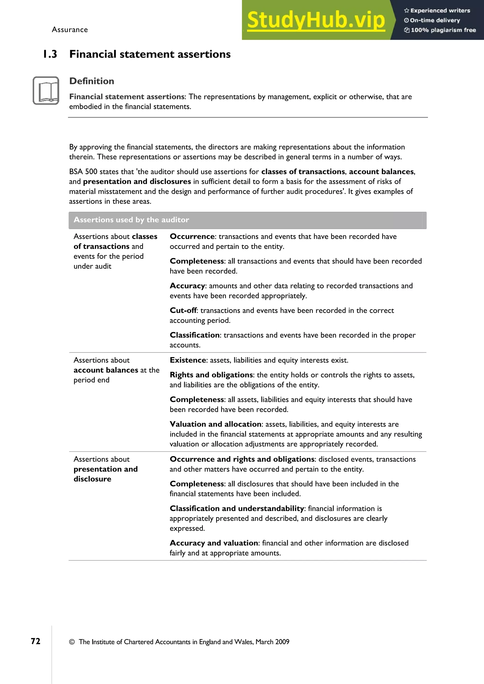 ASSURANCE Study Manual CA Certificate Level - ICAB | PDF