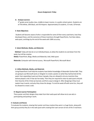 Assure assignment friday | PDF