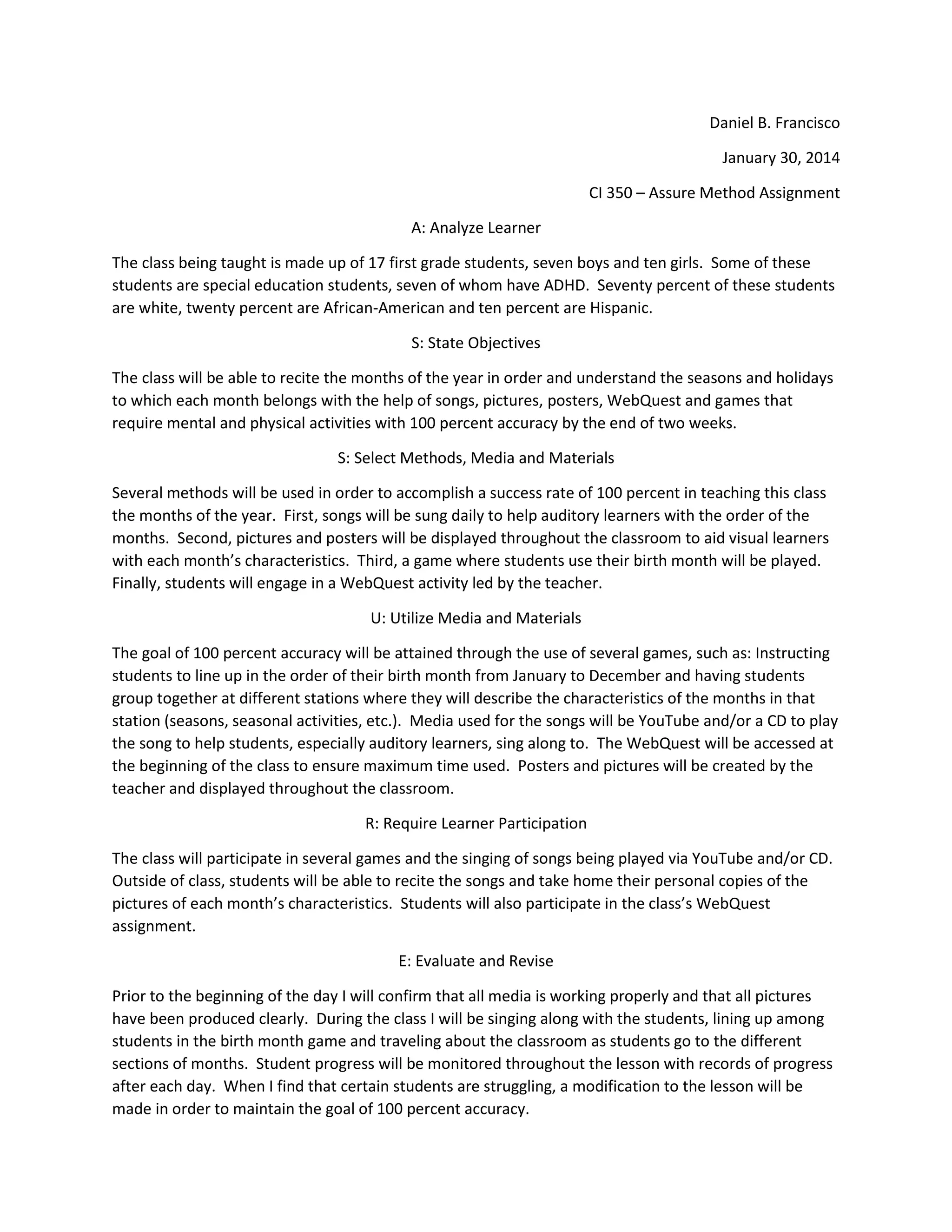 Assure assignment revised | DOCX