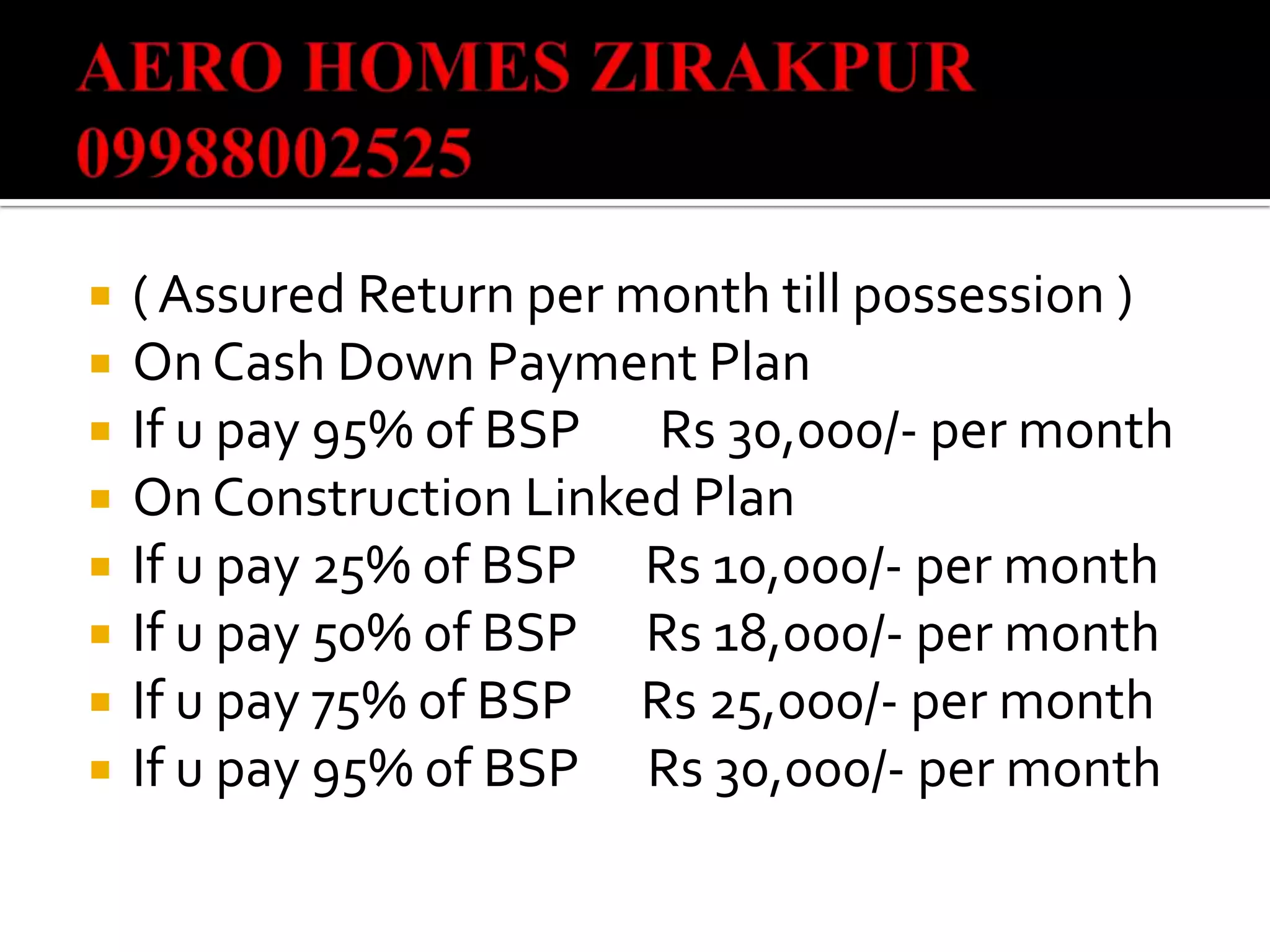 Assured return per month till possession | PPT