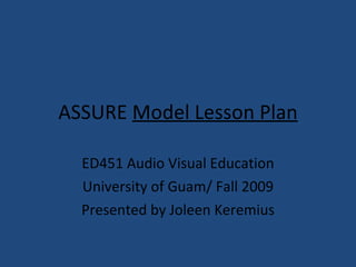 Assure Model Lesson Plan Sample