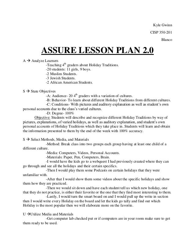 Assure Lesson Plan 2 0 Assure Lesson Plan 2 0