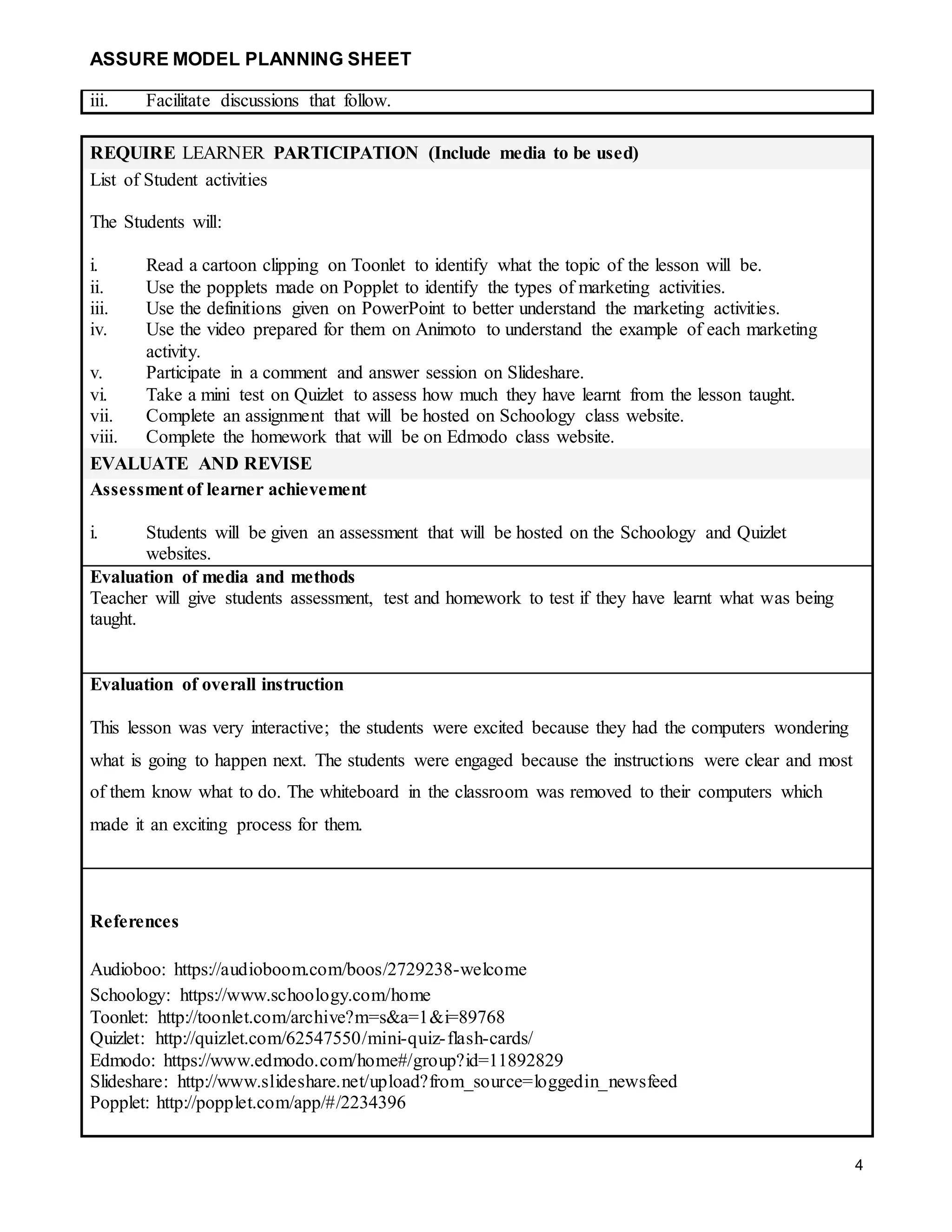 Assure lesson plan 21st century | DOCX