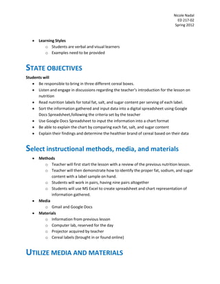 ASSURE Lesson Plan (Draft) | DOCX | Educational Assessment | Education