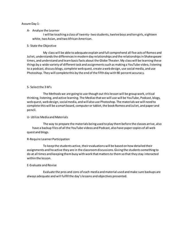 Assure lesson plan revised | PDF