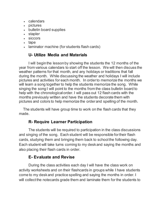 Assure method | DOCX | Homework and Study | Education