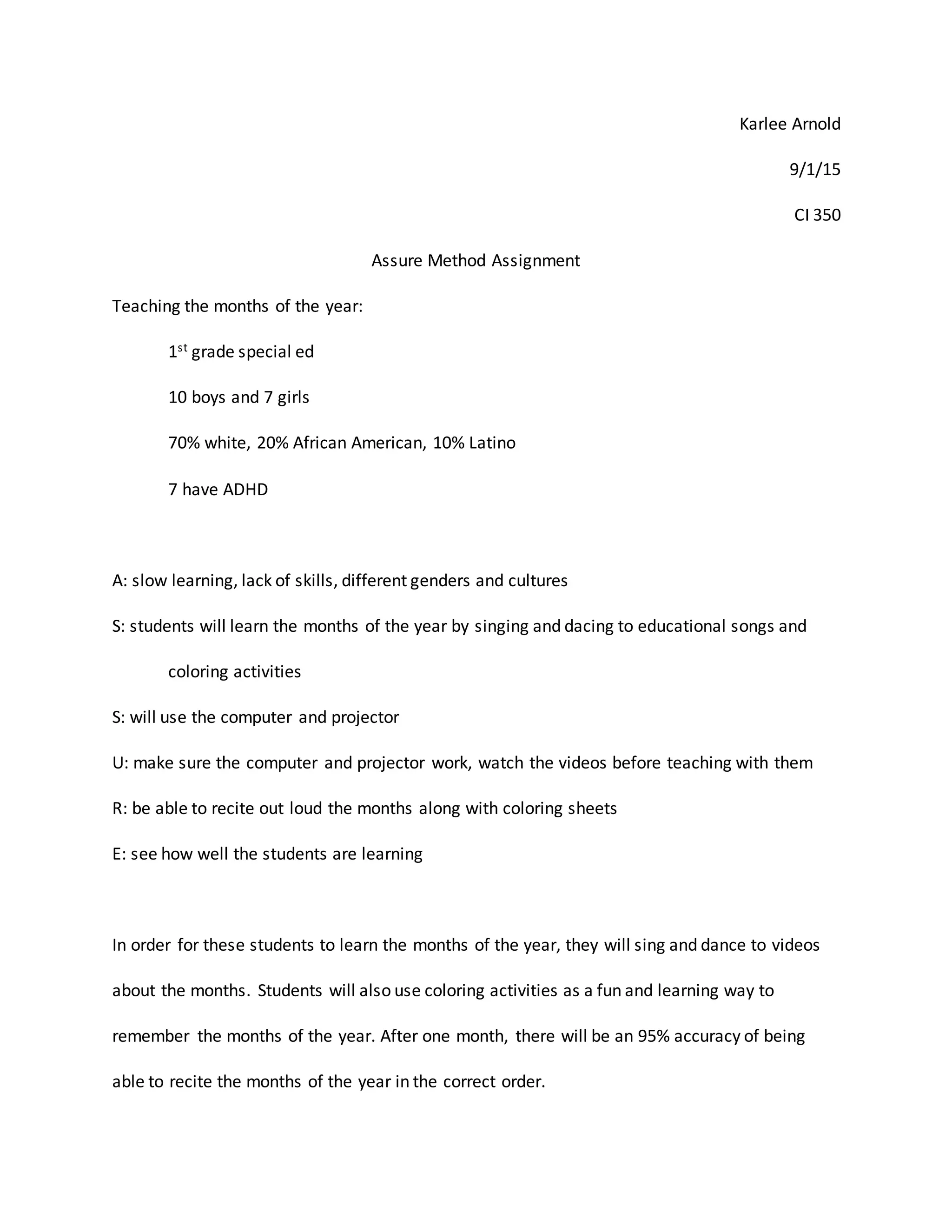 Assure method | DOCX | Special Education | Education