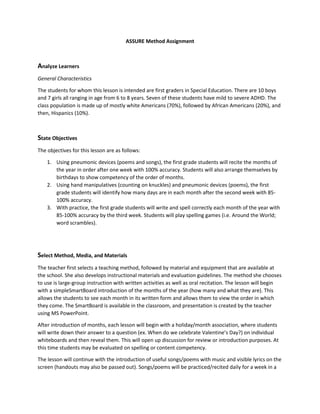 ASSURE Method Assignment | PDF