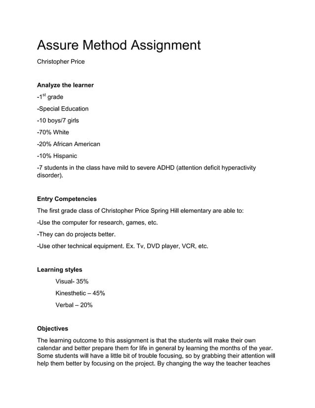 Assure Method attempt #1 | PDF