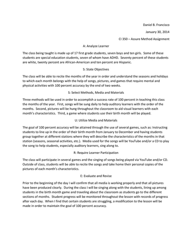 Assure method assignment ci 350 | PDF