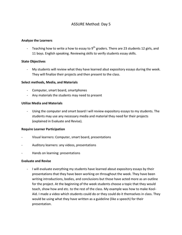 Assure method day 5 | DOCX