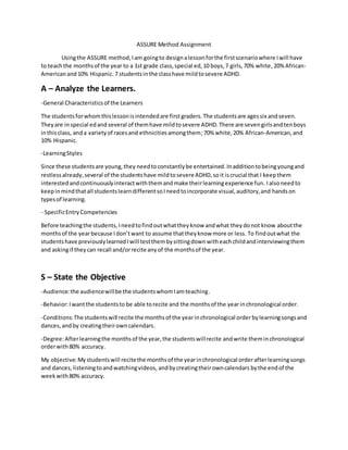 Assure method revision | DOCX | Special Education | Education