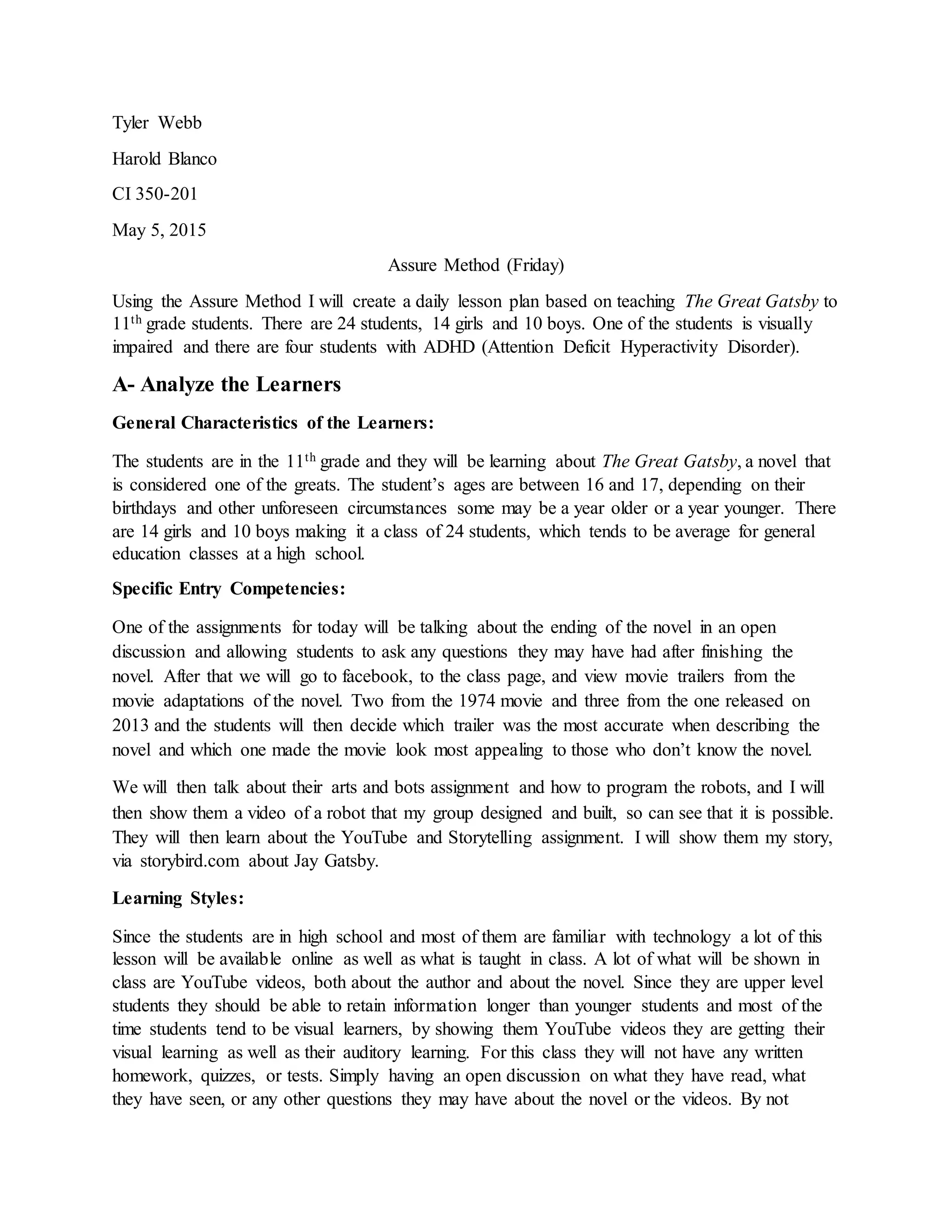 Assure Method (Friday) | PDF