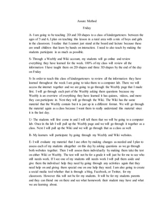 Assure method friday | DOCX | Daycare and Pre-School | Parenting