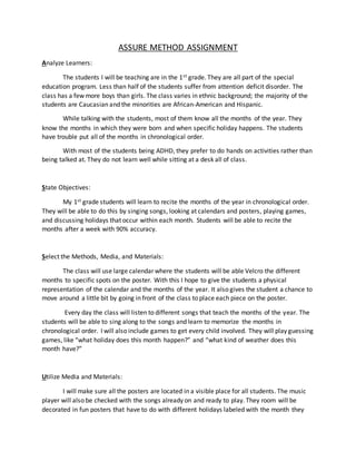 Assure method (months) | DOCX | Special Education | Education