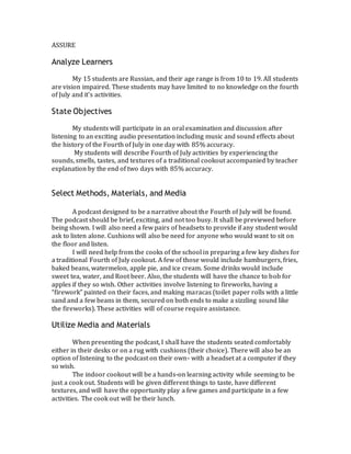 Assure Method Plan | DOCX